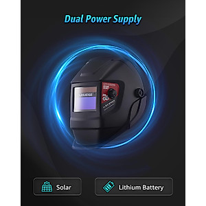 MANUSAGE Auto Darkening Welding Helmet for Men, Welding Hood Auto Darkening Has Dual Power Supply with Solar and Lithium Battery, Welding Mask True Color Shade 9-13 Ideal for Mig Tig ARC (M380SE)