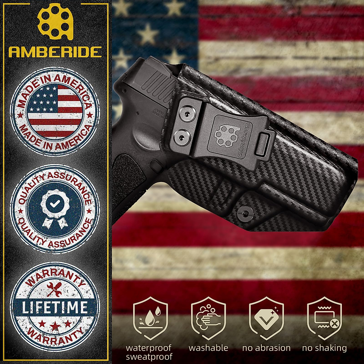 Amberide IWB & OWB KYDEX Holster Fit: Taurus G3 Pistol, Inside Waistband Concealed Carry, Adjustable Cant & 'Posi-Click' Retention, USA Made by Amberide