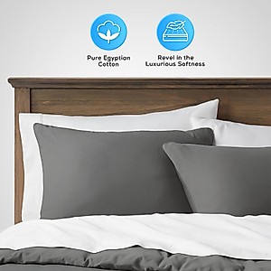 Ashton Sheets 100% Egyptian Cotton Duvet Cover for Oversized Bed - 600 Thread Count 3 PC Oversized Duvet Cover, Egyptian Cotton Oversized Duvet Cover Set, Cooling Duvet Cover Oversized - Dark Grey