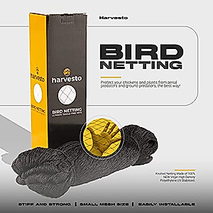 Harvesto 25 x 50Ft Bird Netting for Chicken Coops and Runs with 1.5" x 1.5" Durable Mesh Size; Keep Hawks and Birds Away and Protect Chicks from Raccoons, Fox and More Wild Animals