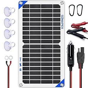 SUNAPEX 10W 12V Solar Panel Car Battery Charger 12 Volt Waterproof Solar Powered Battery Charger & Maintainer 12v Solar Trickle Charger for Car Boat RV Marine Trailer Battery