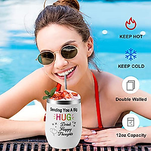 Thinking of You Gifts - Send A Big Hug Scented Candle Set & Insulated Tumbler, Feel Better Cheer Up Get Well Soon Gifts for Women, After Surgery Gift, Inspirational Candles, Grieving, Condolence, 7 oz