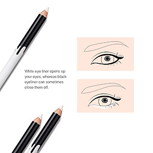 KAIQIKAIXI 6 White Eyeliner Pencils Professional Use as Highlighter, Soft, Waterproof, Long-Lasting Eyeshadow, Eye Brightener,Eye Shadow Pencil, Lip Line Pen, Eyelid Pad, Pencil Makeup Set Tool