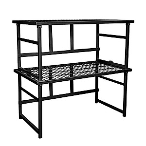 Origami R1 Stackable Storage Shelf, Collapsible/Foldable Steel Shelving Holds up to 150 Pounds (Per Rack), Modular Heavy Duty Garage Storage & Organization Utility Shelf (2-Pack) (Black, R1)