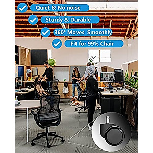 Office Chair Wheels Brozigo Chair Wheels Replacement 5-Pack, Office Chair Casters Heavy Duty Replacement for Hardwood Floors and Carpet, 2 inch Fits 99%, Black