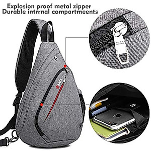 KAKA Sling Bag, Crossbody Backpack Canvas Waterproof Daypack Casual Shoulder Bag(Small One Grey)…