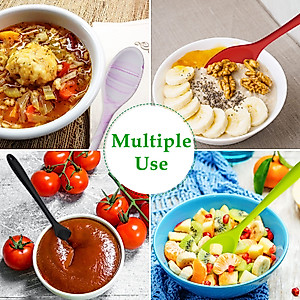 4 Pcs Silicone Spoons for Cooking, 10.6'' Large Mixing Spoon for Cooking Heat Resistant Basting Spoon Serving Spoon, Non Stick Kitchen Utensil Spoons Set for Stirring, Mixing and Serving