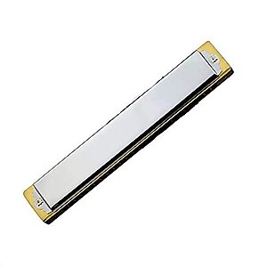 WAAZVXS 6624S Harmonica 24 Hole Brass Reeds Blues Harp Mouth Organ Key C ABS Comb Music Instruments Silver (Color : Key E)