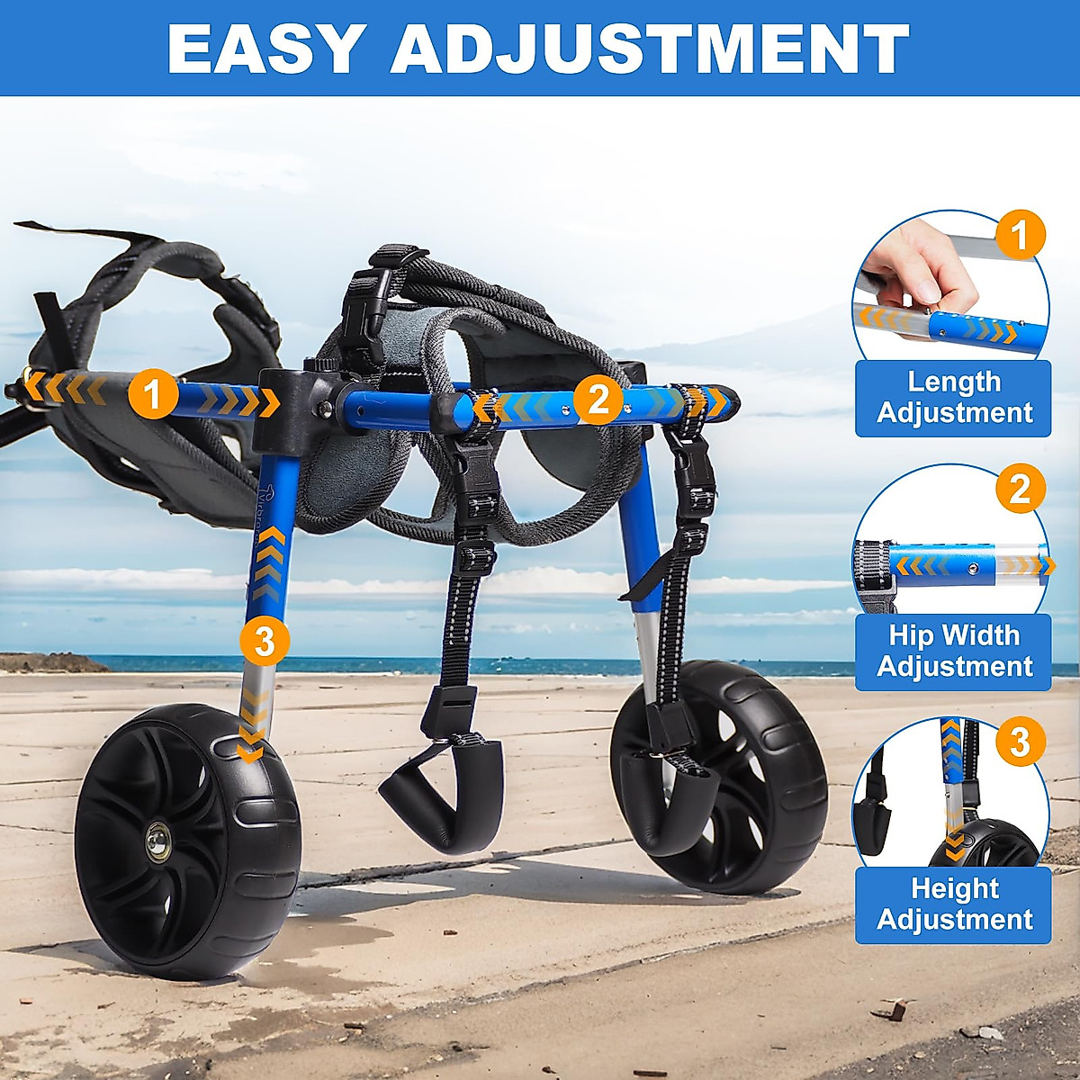 Virbraroo Dog Wheelchair for Back Legs with Upgraded All-Terrain Tires & Durable Bearings,Adjustable Dog Wheelchair for 11.8"-17.7" Lenght,22-35 lbs Disabled or Injured Small Dogs