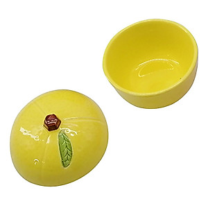 SHOWERORO Lemon Bowl Ornament Container Soup Bowls with Lids Pasta Containers Serving Dish Dessert Pot Ceramic Kitchen Jars Lemon-shaped Bowl Steaming Bowl Lemon Shaped Bowl Ceramics Food