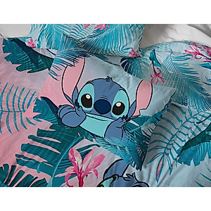 Jay Franco Disney Lilo & Stitch Floral Fun Queen Sheet Set - 4 Piece Set Super Soft and Cozy Kid’s Bedding - Fade Resistant Microfiber Sheets (Official Disney Product)