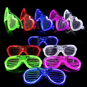 30 Pack LED Light Up Glasses - 5 Colors 2 Shapes Neon Glasses Glow in The Dark Party Supplies,Glow Party Favors for Kids Adults