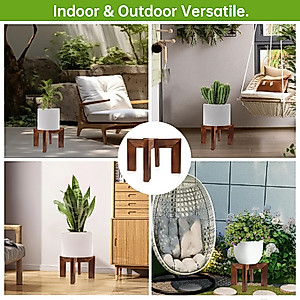 hismocal Wood Plant Stand Indoor/Outdoor for Plants, Large Size Planter Stand Holder,Sturdy and Stable Flower Pot Stand,Fits Most Size Flower Pots In Room(1 Pack)