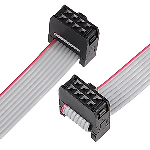 uxcell IDC 8 Pins Connector Flat Ribbon Cable Female Connector Length 30cm 2.54mm Pitch,5pcs