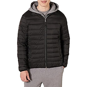 Amazon Essentials Men's Packable Lightweight Water-Resistant Puffer Jacket (Available in Big & Tall), Black, XX-Large
