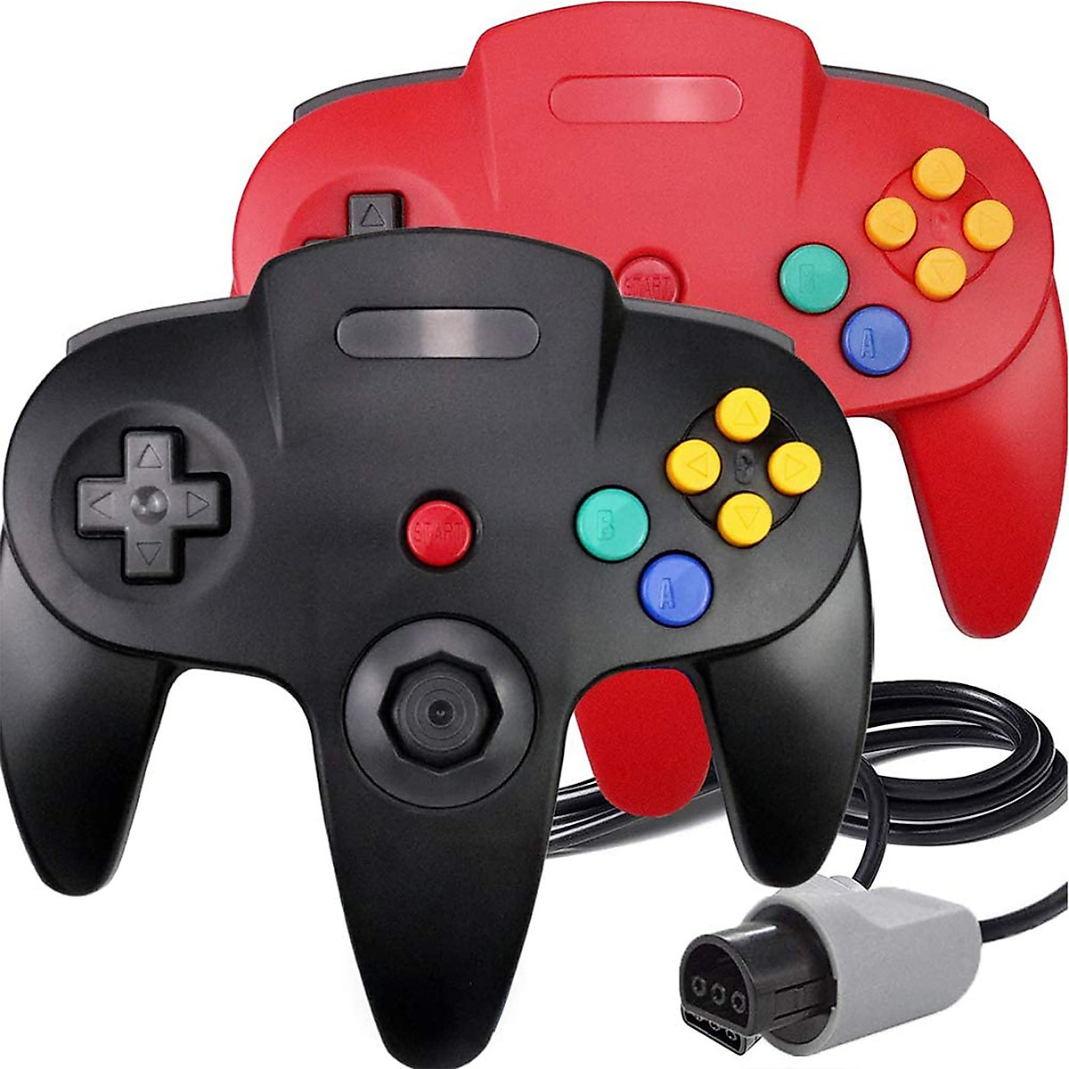 King Smart Birsppy N64 Controller, Wired N64 Controllers with Upgraded Joystick for Original Nintendo 64 Console (Jungle Green and Clear Purple)