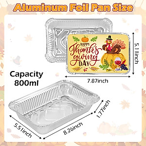 40 PCS Thanksgiving Leftover Containers with Lids,8 Designs Thanksgiving Aluminum To Go Containers Disposable Food Storage Pans for Thanksgiving Hosting & Cookie Exchange Thanksgiving Party Supplies