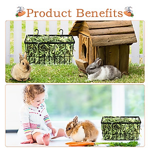2PCS Rabbit Hay Feeder Guinea Pig Hay Feeder with Heavy Duty Metal Frame hay Rack Pet Grass Feeder Small Animal Basket with Hook Metal Feeding Rack for Rabbits Guinea Pigs Chinchillas Timothy