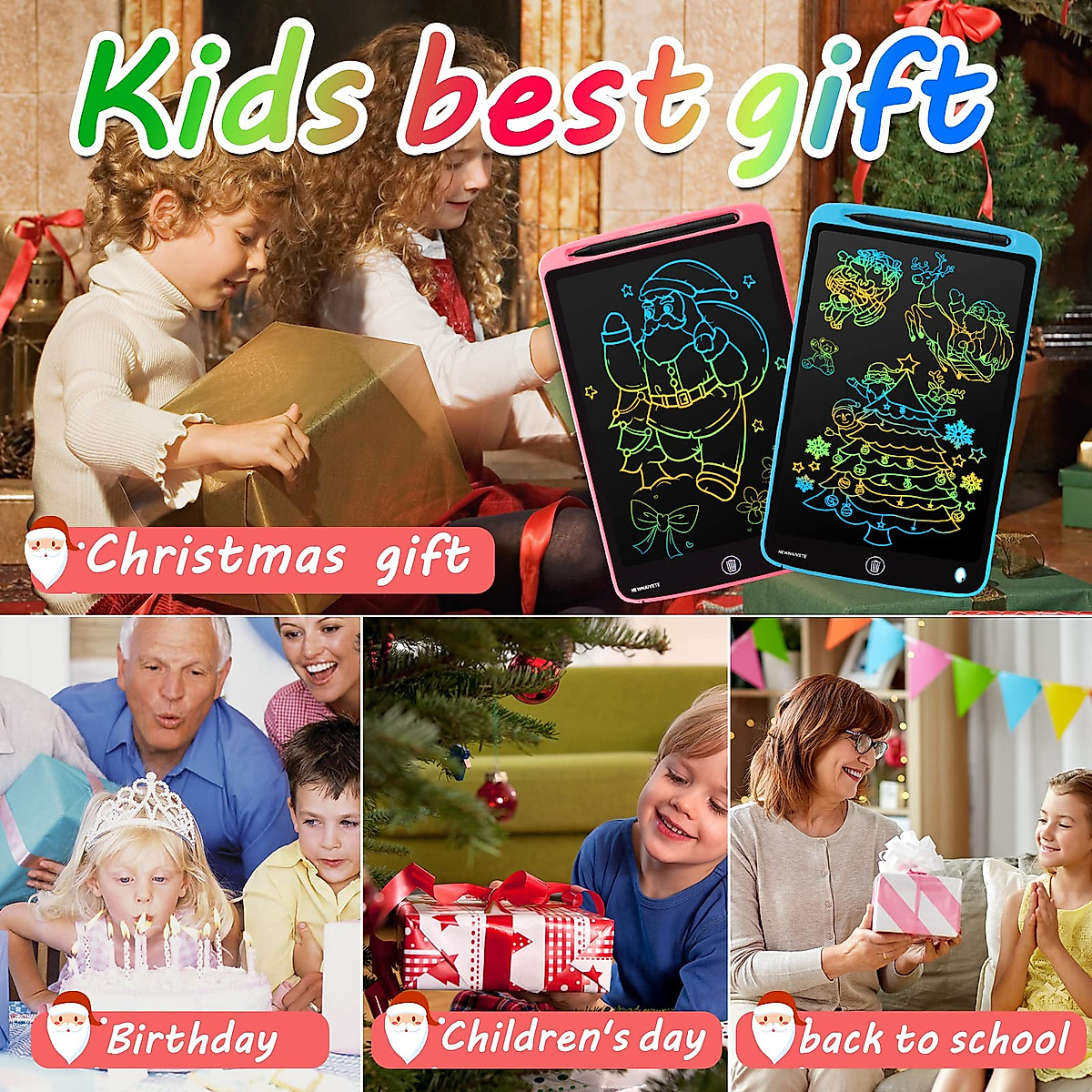 LCD Writing Tablet, 2 Pack 10 Inch Colorful Doodle Board Drawing Pad for Kids, Erasable Electronic Painting Pads, Learning Educational Easter Toy Gift for Age 3 4 5 6 7 8 Year Old Girls Boys Toddlers