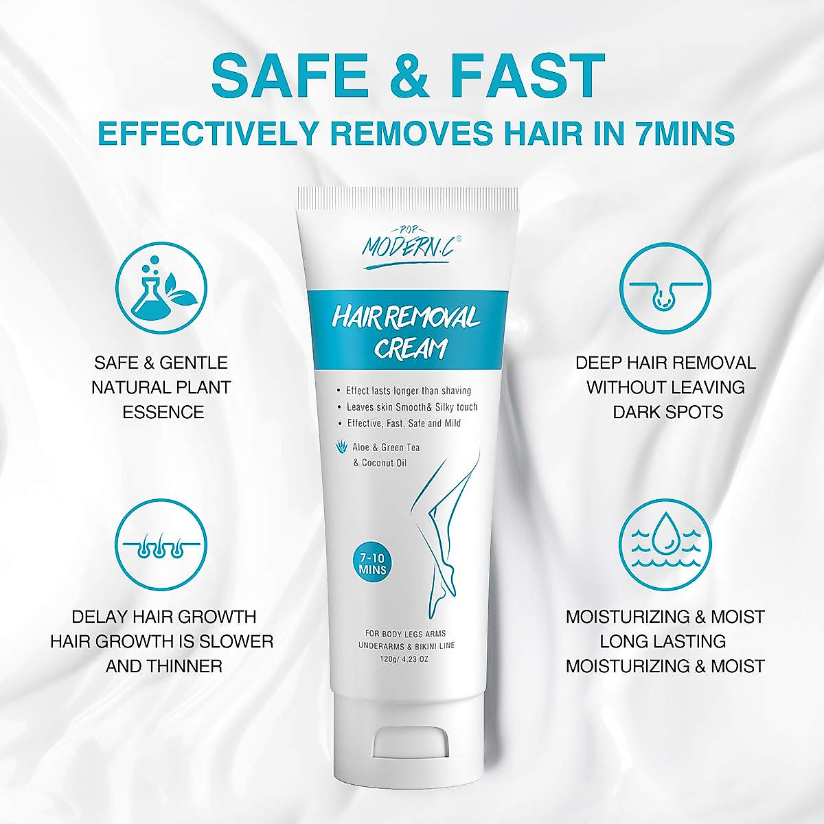 POP MODERN.C Aloe Hair Removal Cream For Men or Women Sensitive Formula Bikini Remove Cream Painless Hair Remover Moisturizing For Body Arm Leg Armpit Gifts