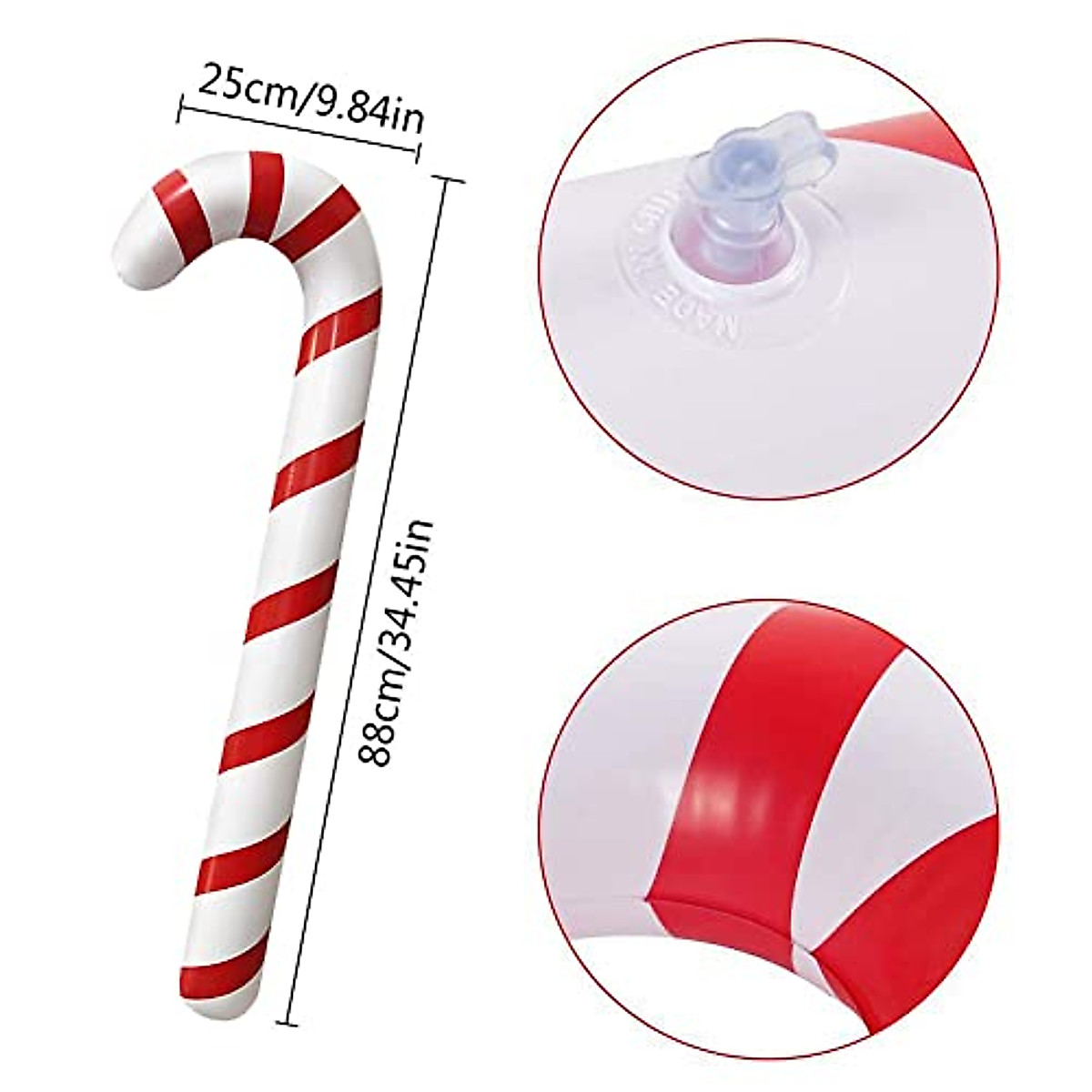 2pcs Inflatable Candy Canes Balloons for Christmas Candy Cane Decorations - Large Pool Floats Outdoor Candy Canes Balloons for Candy Cane Christmas Decorations