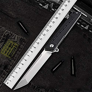 edcfans Pocket Folding Knife with G10 Handle, Ball Bearing Pivot D2 Steel Tanto Pocket Knife with Locking Liner and Pocket Clip for Everyday Carry, Camping Hunting gifts for Men, Dad