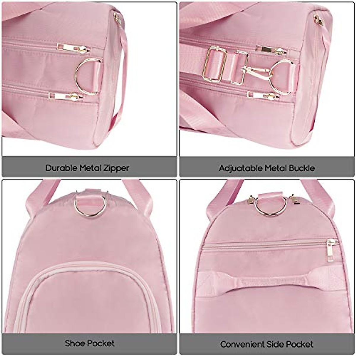 ICEIVY Gym Duffle Bag Dry Wet Separated Gym Bag Sport Duffle Bag Training Handbag Yoga bag with Extra Drawstring Backpack (pink) Large