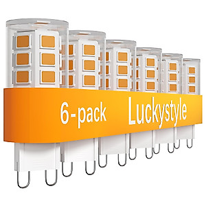 Luckystyle G9 LED Bulb,4W Led G9 Light Bulbs for Chandelier Lighting,Soft Warm White 2700k Bulb 120V 450LM,No-Flicker 360° Beam Angle,Ceramic Bi Pin Base,Led G9 Bulbs for Home Lighting Bathroom 6 Pack