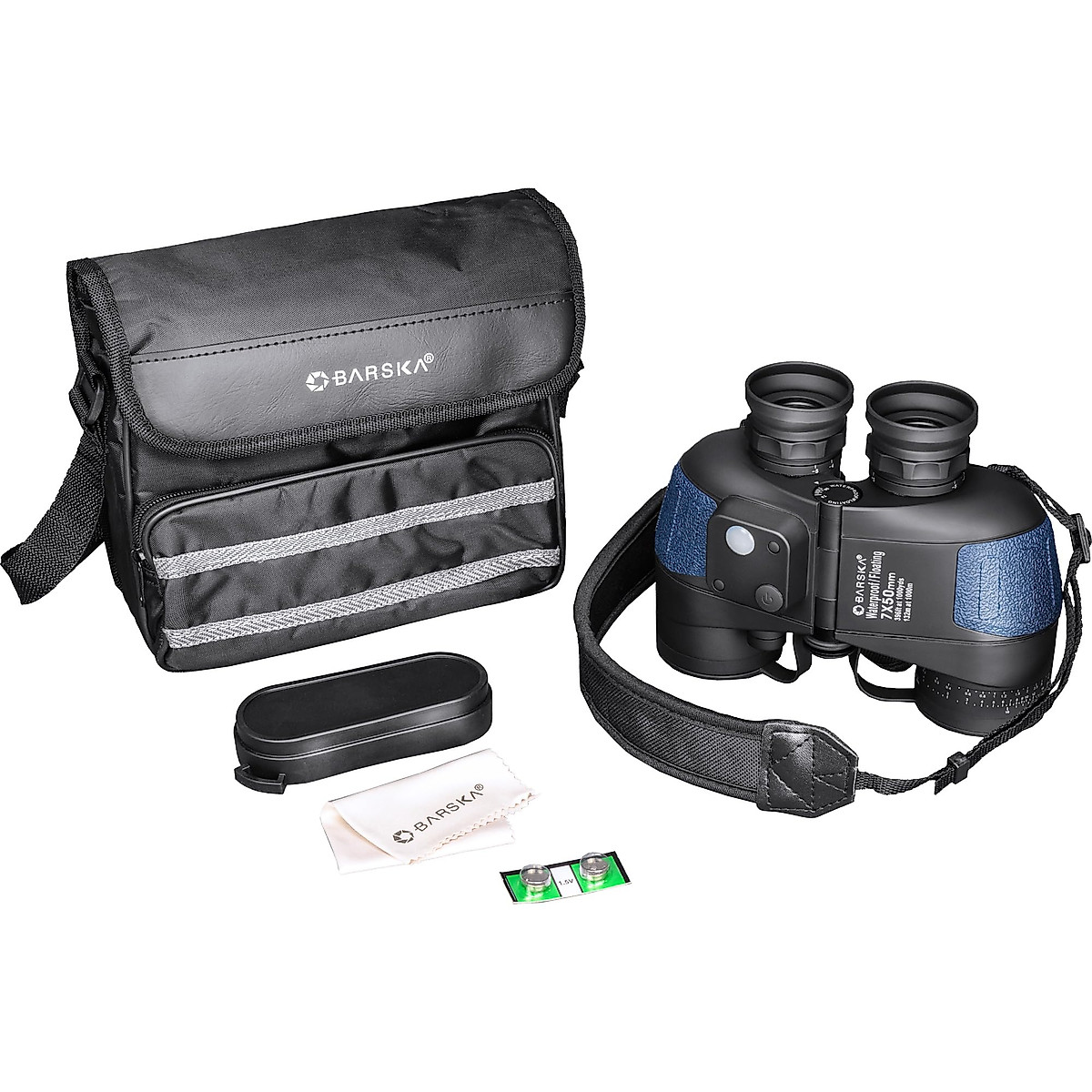 BARSKA Deep Sea Waterproof Floating Binocular w/ Internal Rangefinder & Compass, Blue, 7x50mm (AB10798)