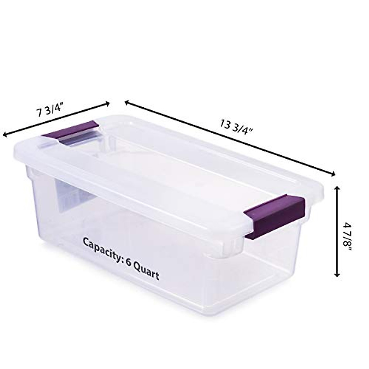 Peaknip - Sterilite 6 Quart Stackable Plastic Storage Bins with Lids and Latches (6 Pack) - Bundled with Labels and Marker