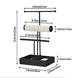 Pemilosci Jewelry Organizer Stand 3 Tier Hanging Jewelry Organizer for Earring Necklace Bracelet Holder Jewelry Ring Perfume Organizer Box Holder Storage (Black)……