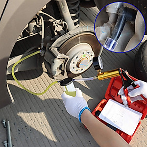 JIFETOR Hand Vacuum Pump Tester and Brake Clutch Bleeder Tool 2-in-1 Kit, One-Man Handheld Automotive Brake Fluid Bleeding Set, with Gauge Jar Adapters for Bike Motorcycle Car Truck Diagnosis