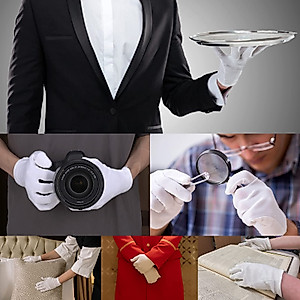 ENPOINT 5 Pairs Archival Photo Gloves, White Medium Work Gloves For Handling Art Working Photography Men & Womens Cloth Gloves Liners Bulk for Handling Jewelry, Film, Photo, Coin Metal Inspection