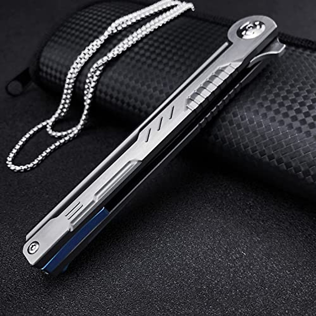 Edc Slim Small Flipper Folding Pocket Knife For Men Ceo, Titanium Handle And Frame Lock With Clip, M390 Plain Drop Point Edge Blade, Outdoor Rescue Survival Everyday Carry Self Defense