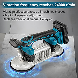 WUKAKA Tile Vibration Tool - High Performance Dual Suction Cup Tile Vibrator Machine. (2 x 12000mAh Battery, 24000r/min 6 Speed)