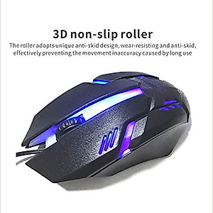 SKYAE Wired Game Mouse Gaming Aggravating Iron Board Durable Use Shu Beautiful Cool USB Games Office Mouse Home Black