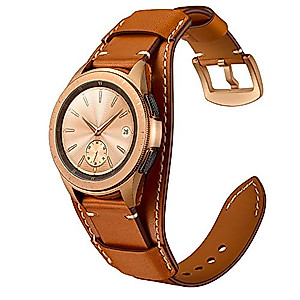 Balerion Cuff Genuine Leather Watch band,Compatible with Samsung Galaxy Watch 6/5/ 4,Galaxy watch3 41mm,Galaxy watch 42mm,Gear Sport and other standard 20mm band width watch,Brown