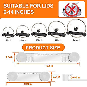 Qicaitulife 4 Pack Adjustable Pot Lid holder，Pan Cover Organizer Fits 6" to 14" lid, Adhesive Wall Mount Pots Lid Storage for Kitchen Cupboard 、Cabinet Door (white)