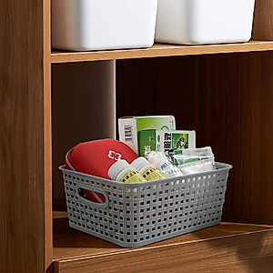 Ortodayes 6 Pack Plastic Woven Basket, Small Bathroom basket
