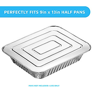 MontoPack Half-Size Aluminium Foil Lids | [50 Pack] | Perfect Fit for 9x13 Roasting Pans | Premium Quality for Baking & Catering | Disposable Food Prep Containers Lids