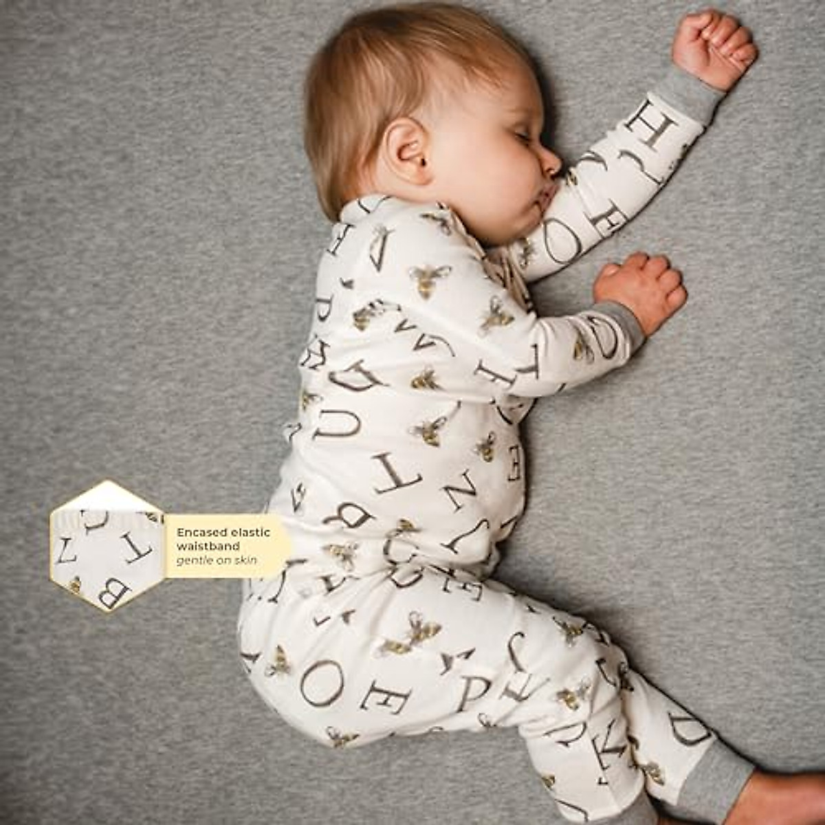 Burt's Bees Baby baby boys Pajamas, Tee Pant 2-piece Pj Set, 100% Organic Cotton and Toddler Pajama Bottoms, Eggshell A-bee-c, 3T US