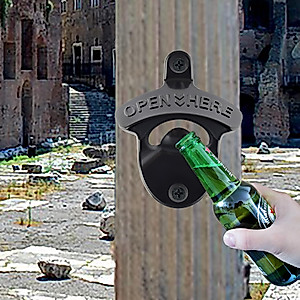 HAIICEN 5PCS Black Magnetic Beer Bottle Opener Wall Mounted Bottle Cap Opener with Magnets Embedded