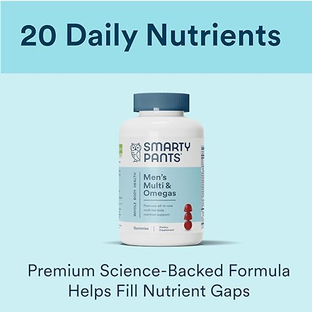 SmartyPants Multivitamin for Men, Gummies: Omega 3 Fish Oil (EPA/DHA), Methylfolate, CoQ10, Vitamin D3, C, Vitamin B12, B6, Vitamin A, K & Zinc for Immune Support, 180 Gummies (30 Day Supply)