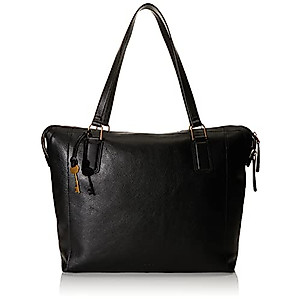 Fossil Women's Jacqueline Eco-Leather Tote Bag Purse Handbag, Black (Model: ZB1502001)