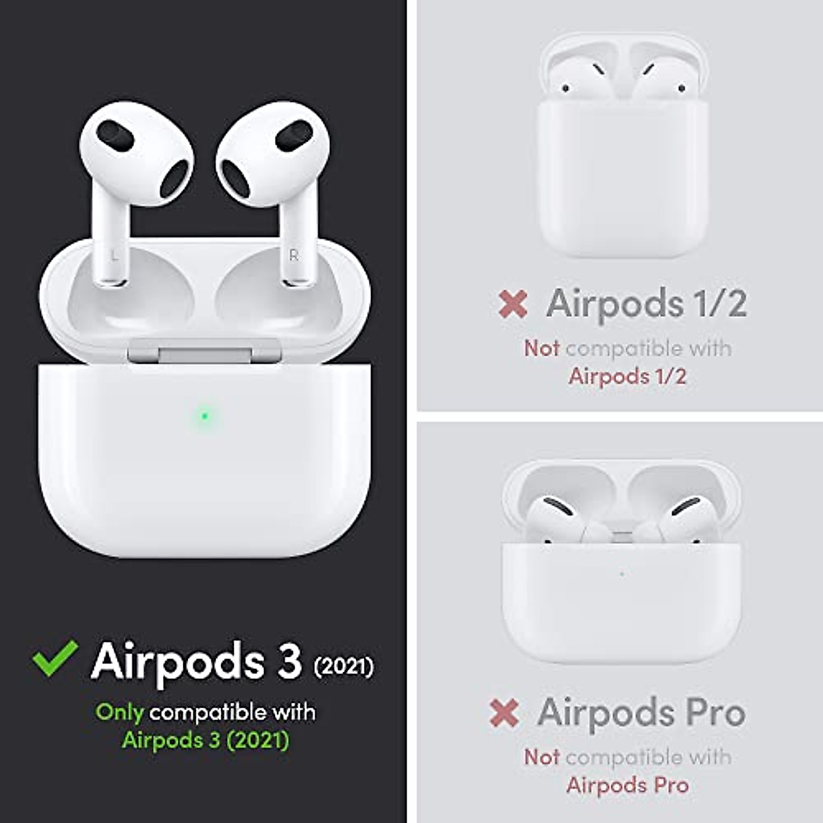 CYRILL Airpods 3 Generation Case Cover Color Brick with Carabiner Designed for Airpods 3 Generation Case (2021) [Front LED Visible] - Dark Gray