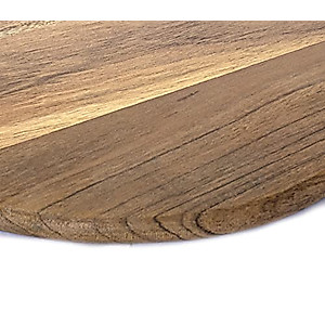 Affinty Decor Wood Cutting Board Round Paddle for Meat Bread Serving Board Charcuterie Board Circular Circle Cutting Board (Brown_12x16")