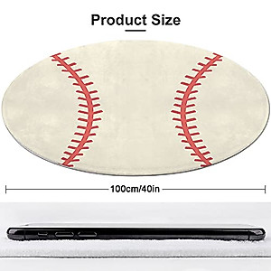 YEAHSPACE Baseball Rug Round 40 inch Area Rug Bedroom Playroom Decorate (40 inch, Sports Baseball Beige)