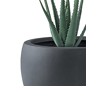 Kante 19.9",15.7",11.8" Dia Round Concrete Planter Set of 3, Outdoor/Indoor Large Bowl Plant Pots with Drainage Hole and Rubber Plug for Garden Patio Balcony Home, Charcoal