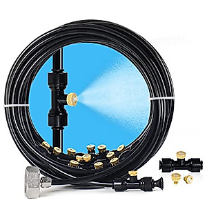 Misters for Outside Patio, 59 FT Misting Cooling System for Patio, 59FT (18 M) Misting Line+20 Mist Nozzles+3/4" Brass Adapter, Outdoor Misters for Patio, Garden, Greenhouse, Trampoline for Waterpark