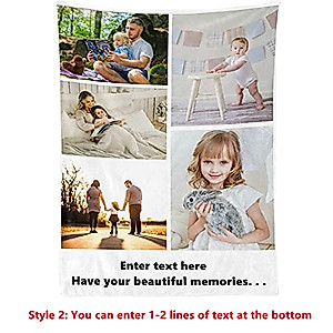Custom Blanket Personalized Throw Blanket with Photo College Soft Flannel Blanket Customized Souvenirs Gifts for Baby Dad Mom Grandma Grandpa Friends Couple Wedding and Pets (5 Photos, 30x40 Inch)